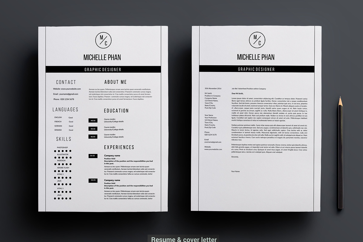 Modern 2 page resume template, a Resume Template by Chic templates