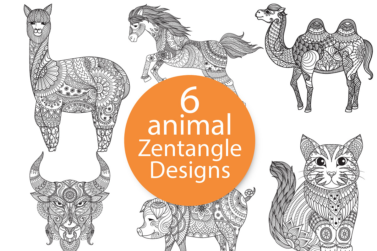 6 unique animal doodles, an Animal Illustration by Somjai King ...