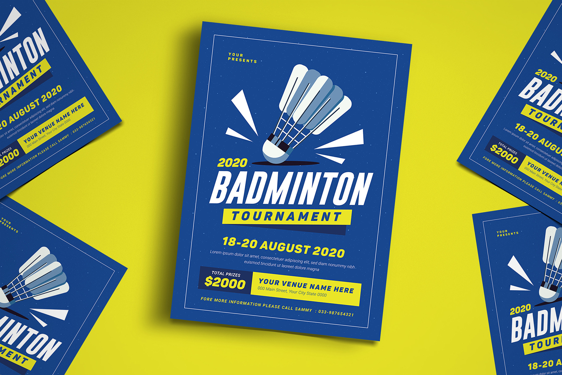 Badminton Flyer, a Flyer Template by VectorVactory