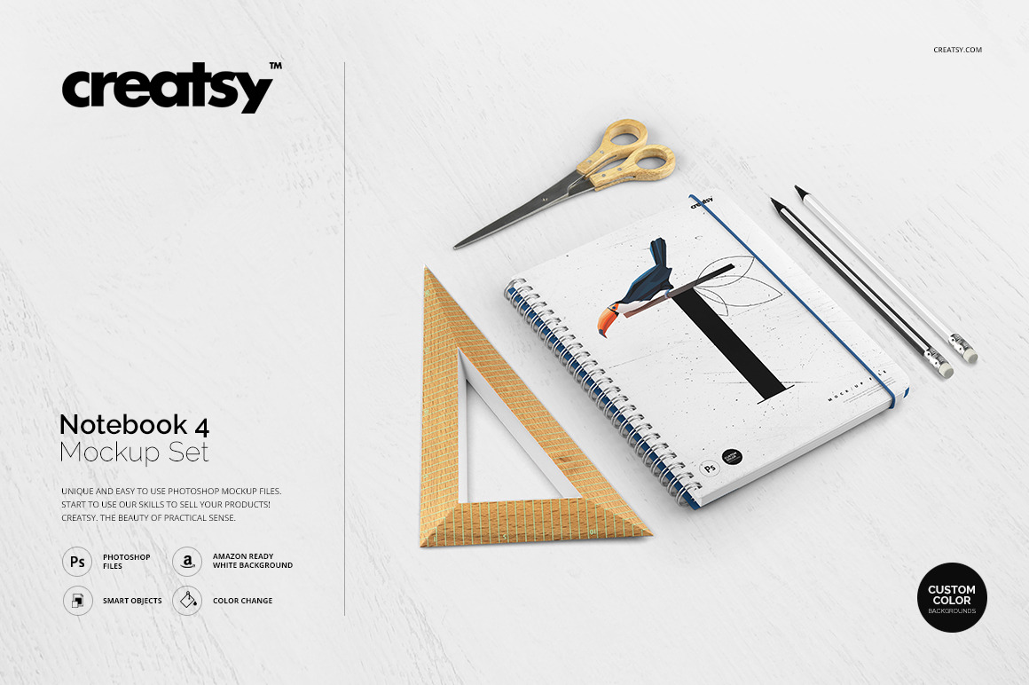 Spiral Notebook 4 Mockup Set, a Print Template by creatsy5