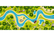 River top view landscape above | Illustrations ~ Creative Market