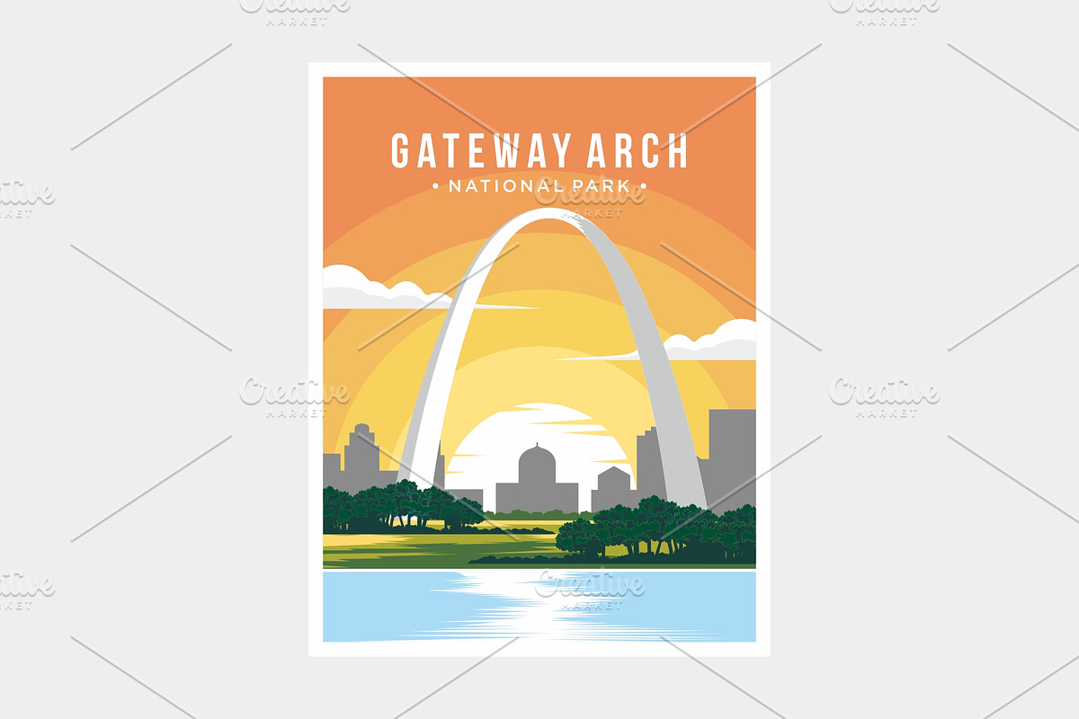 Gateway arch National Park poster, a Background Graphic by swarnstudio