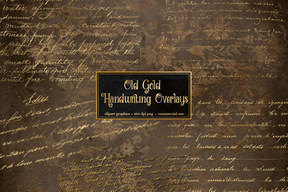 Old Gold Handwriting Overlays, a Texture Graphic by Digital Curio ...