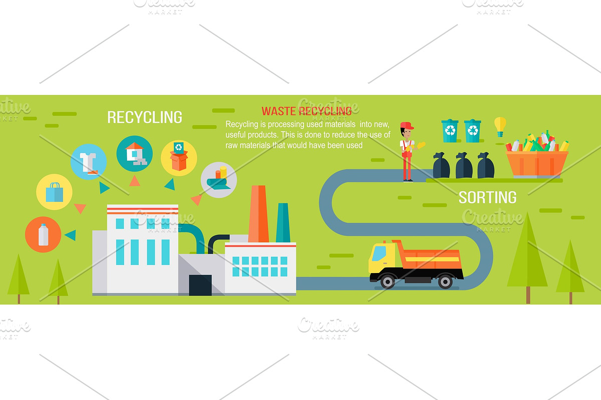 Waste Recycling Infographic Vector, an Illustration by robuart ...