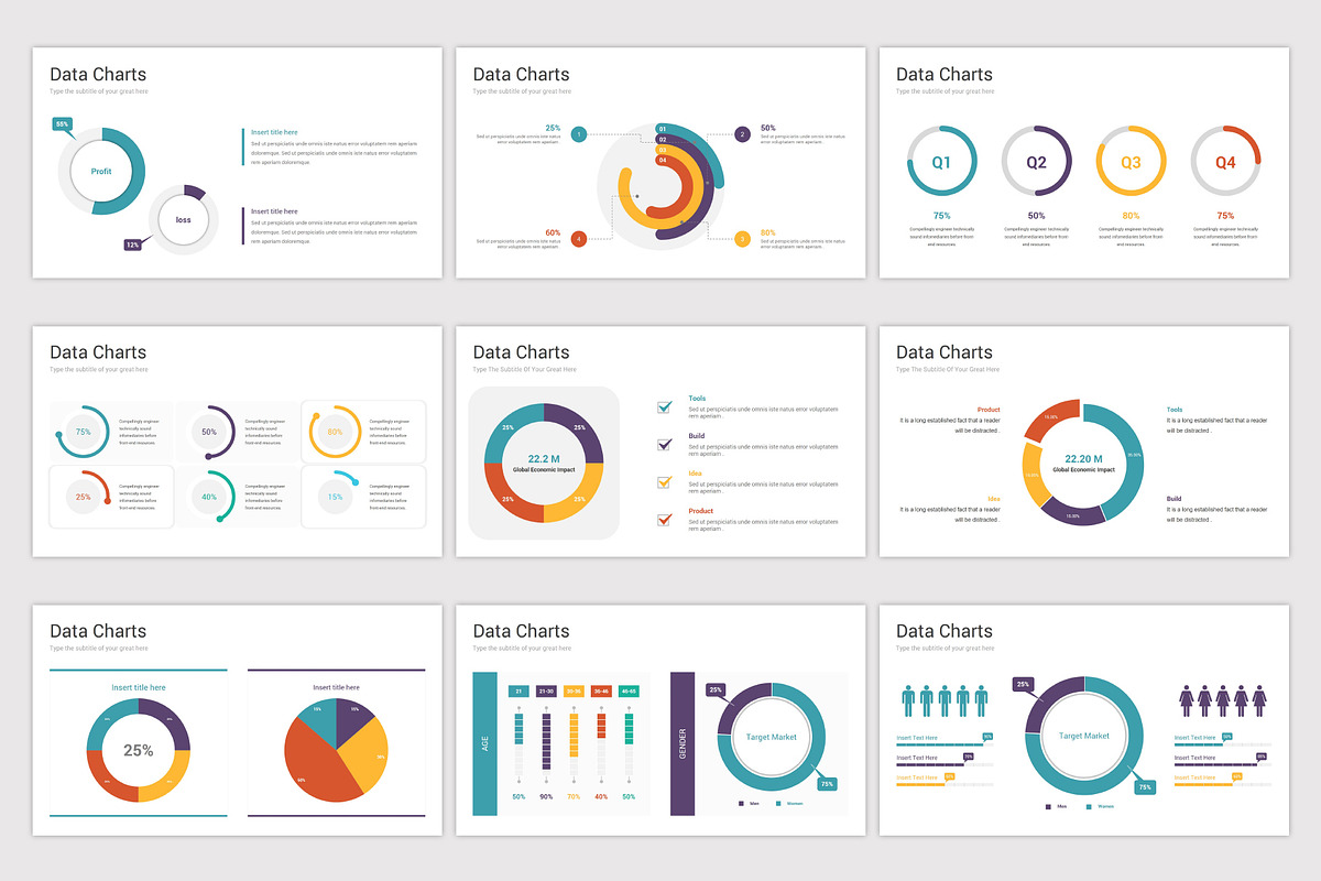 Data Charts PowerPoint Template, a Marketing Template by SlideOne