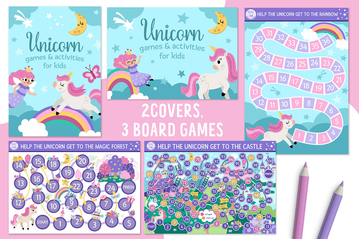 Unicorn games and activities, an Education Illustration by Lexi Claus