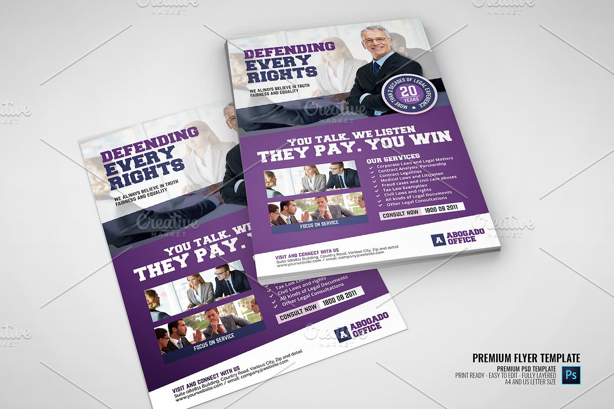 Legal and Law Firm Flyer, a Flyer Template by PSDPixel