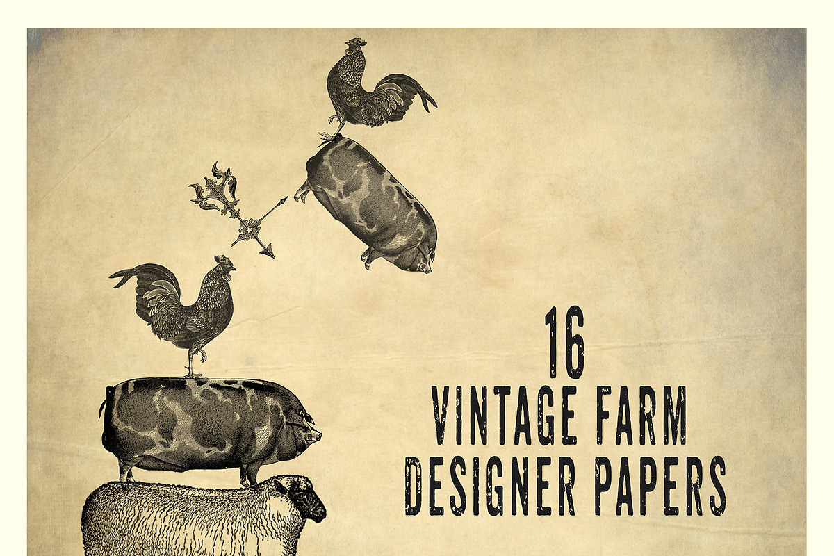 Vintage Farm Background Papers, a Pattern Graphic by Le Paper Cafe