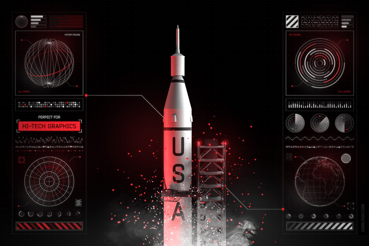 Futuristic UI Kit 200 Design Elements