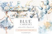 Blue Carousel, a Decorative Illustration by PeDe Designs