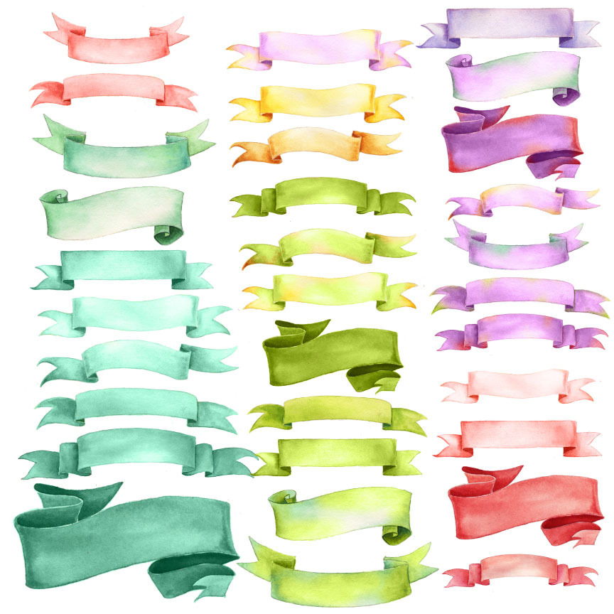 Watercolor Banners, an Illustration by Verdigris Studios