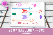 22 Watercolor Arrows Clipart, an Illustration by The Digital Download Shop