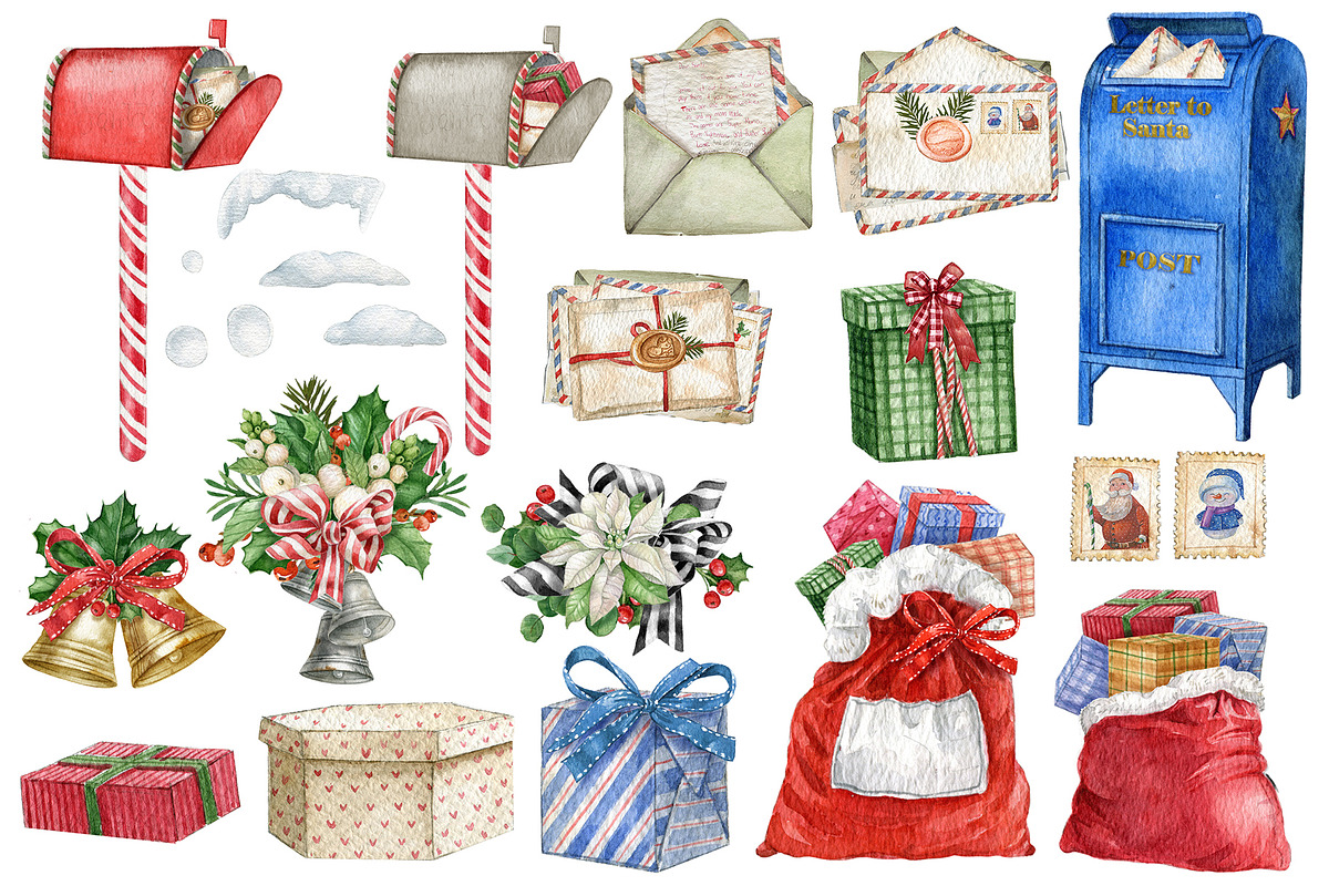 Christmas Santa mail clipart.