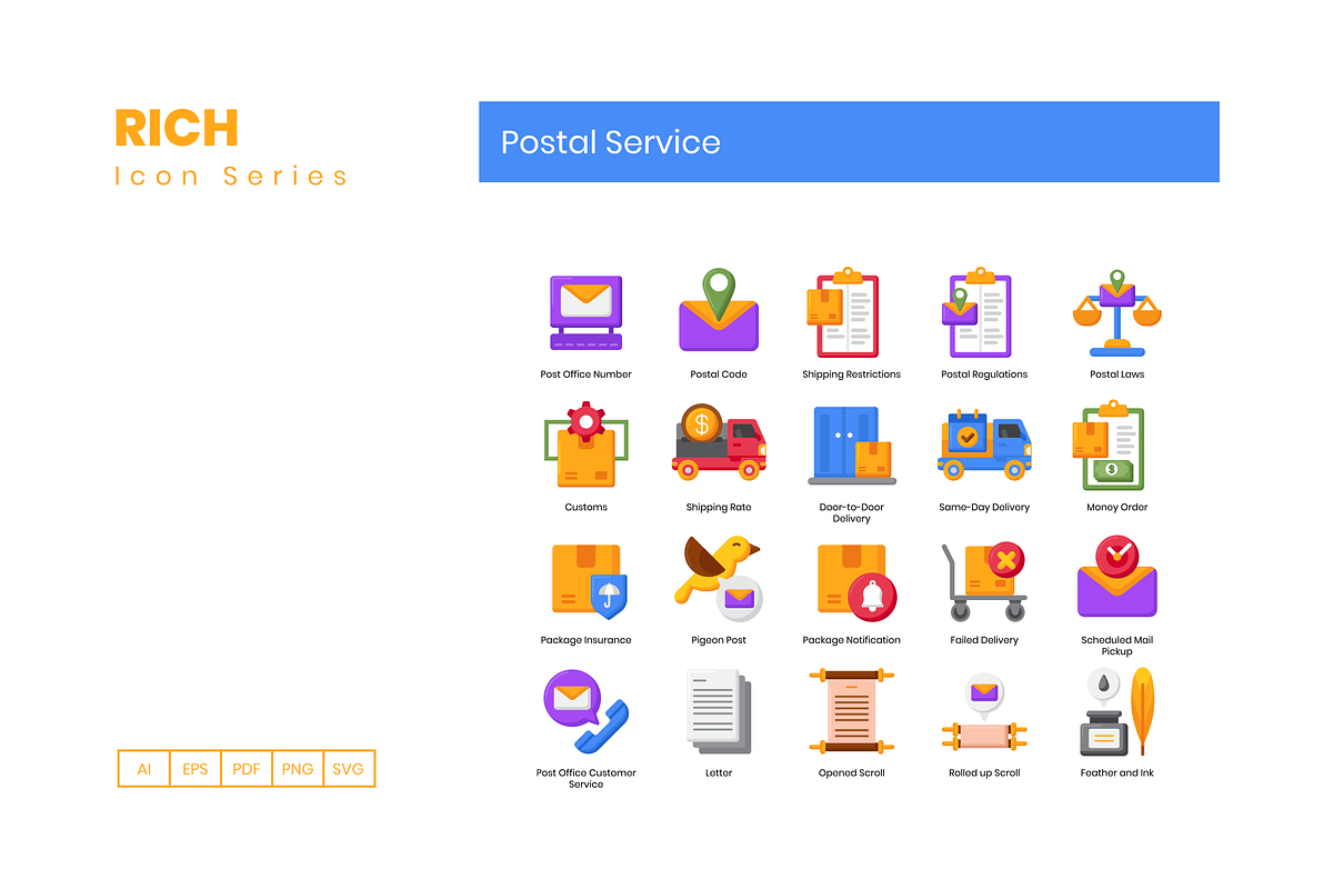 75 Postal Service Icons | Rich, an Icon by Flat Icons | Creative Market