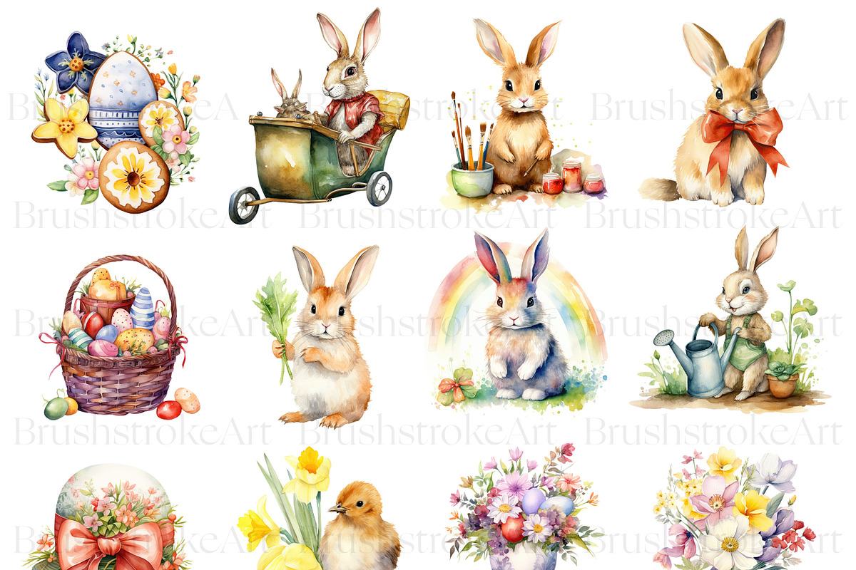 Watercolor Easter Clipart, Easter Egg