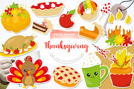 Thanksgiving Food Clipart, a Food Illustration by Melissa Held Designs