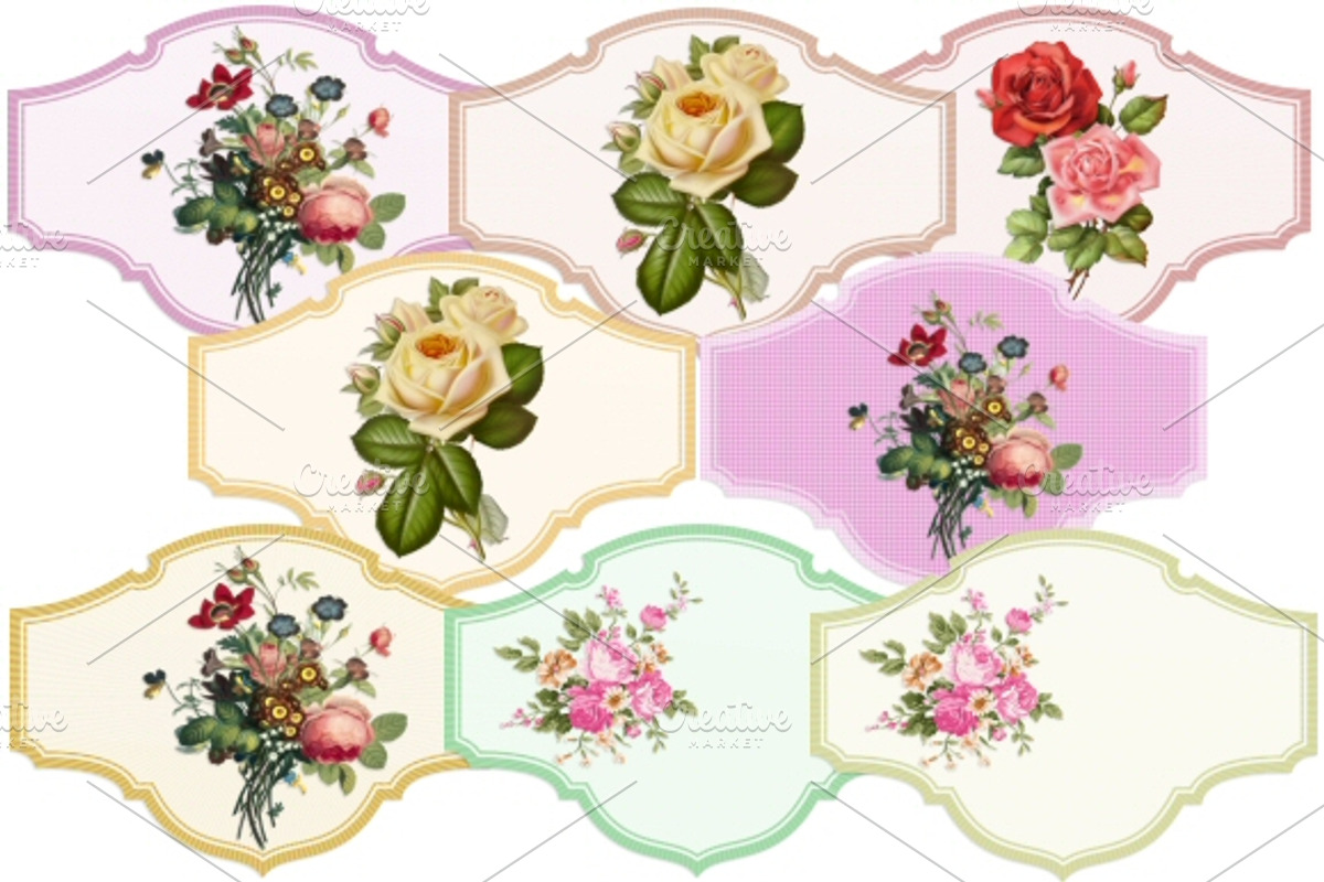 Vintage Style Flower Labels, a Graphic by MDD Designs