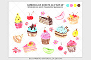 Watercolor Cupcake Sweets Clip Art, a Food Illustration by Magic Story ...
