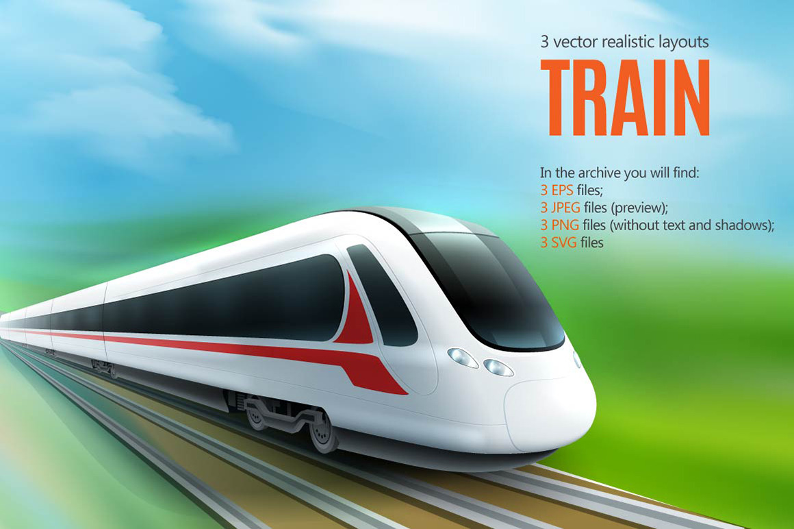 Speed Train Set, a Decorative Illustration by Macrovector