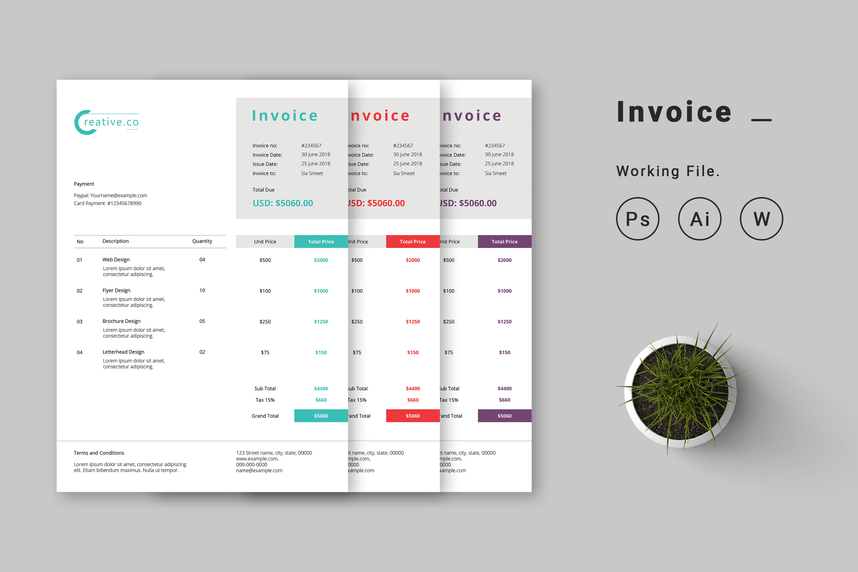 Invoice, a Stationery Template by crazyOWL
