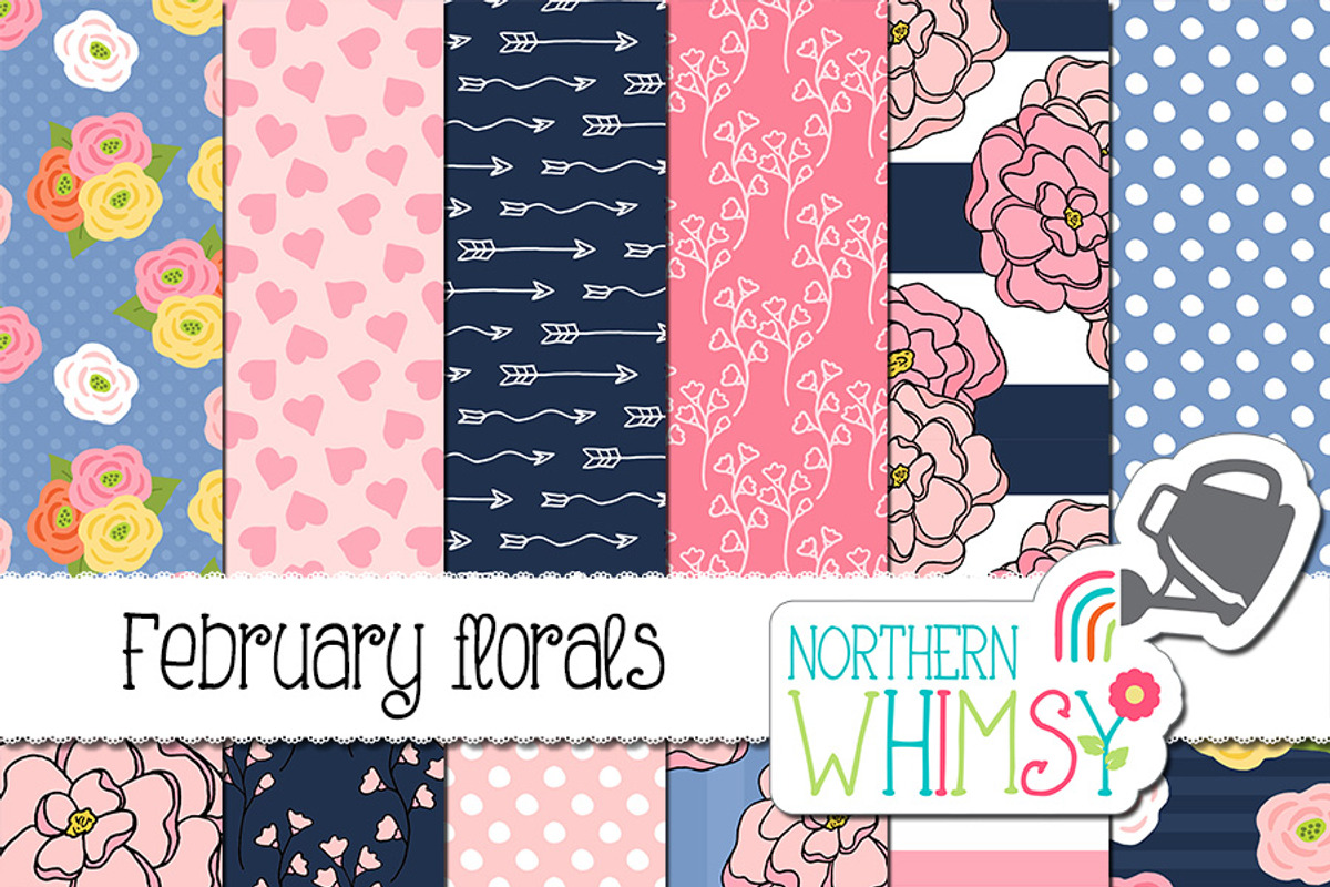 February Floral Patterns, a Pattern Graphic by Northern Whimsy Design