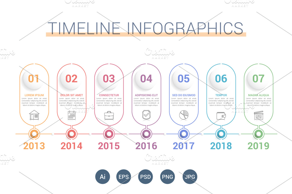 Timeline Infographics, a Graphic by PixMarket | Creative Market
