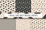 Beige and dark grey digital paper | Graphic Patterns ~ Creative Market