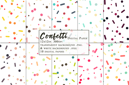 Pastel Confetti Digital Paper, a Pattern Graphic by TeaBerry