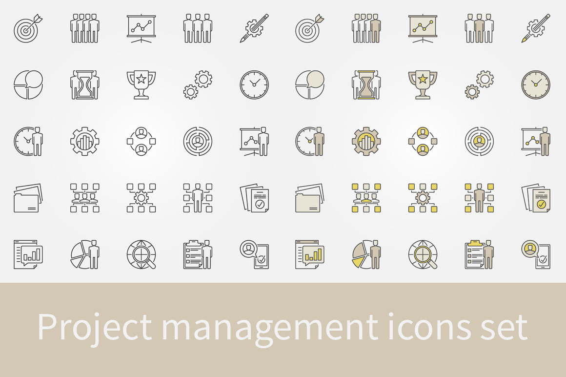 Project management icons set, an Outline Icon by Venomous Vector