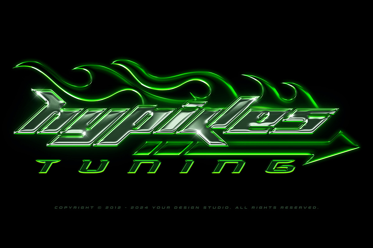 Y2K Chrome Text Effects Vol.2, a Layer Style Add-On by Hyperpix Productions