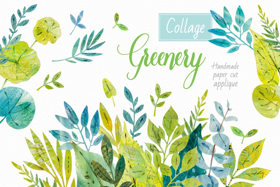 Greenery Collage, a Decorative Illustration by Ekaterina Mikheeva