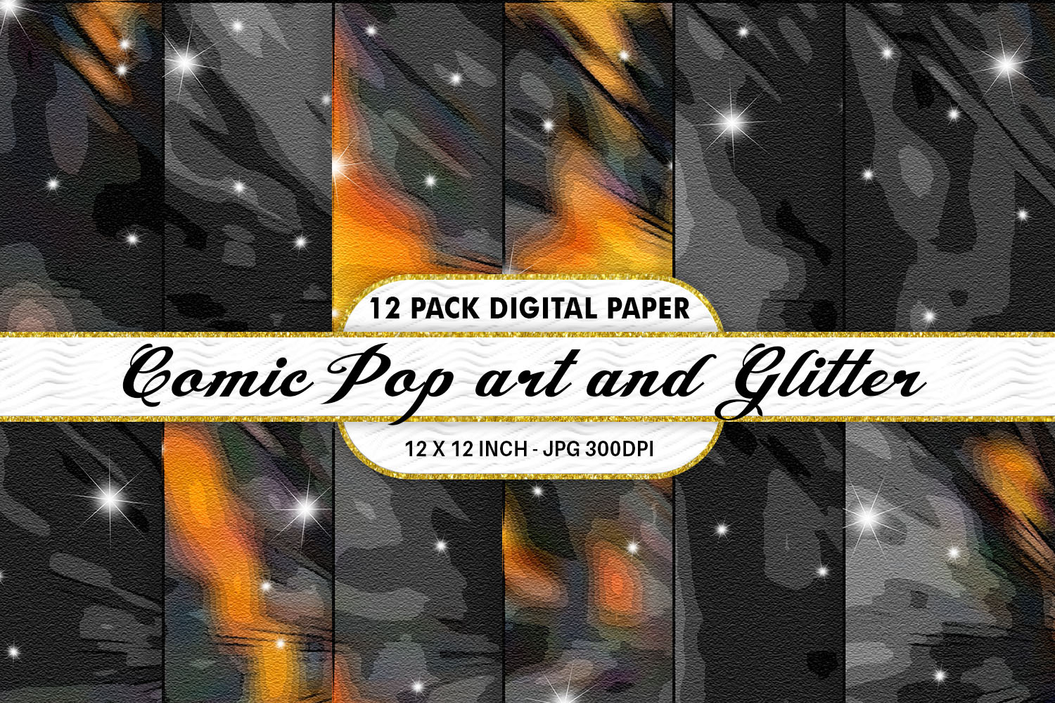 Digital paper Comic pop art sparkle, a Texture Graphic by Artnoy