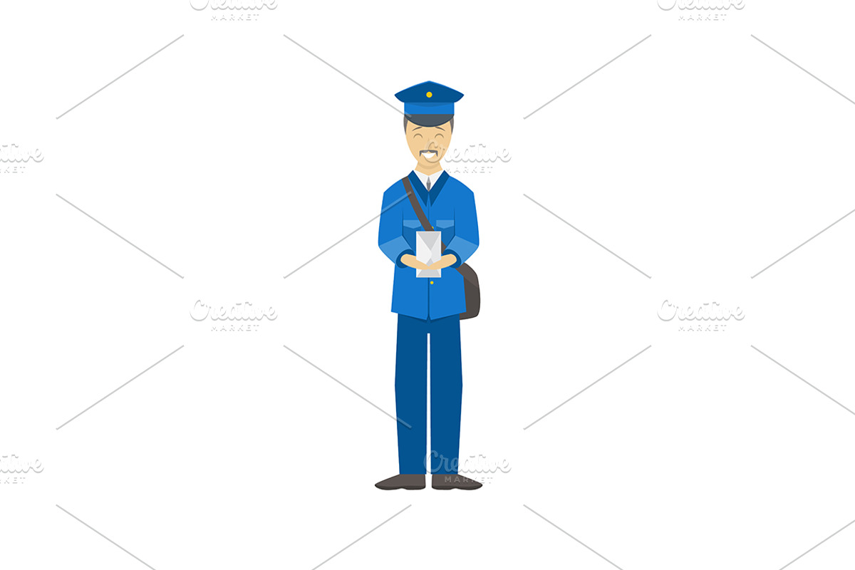 Cartoon Postman Male Characters Set., a Person Illustration by Bigmouse_art