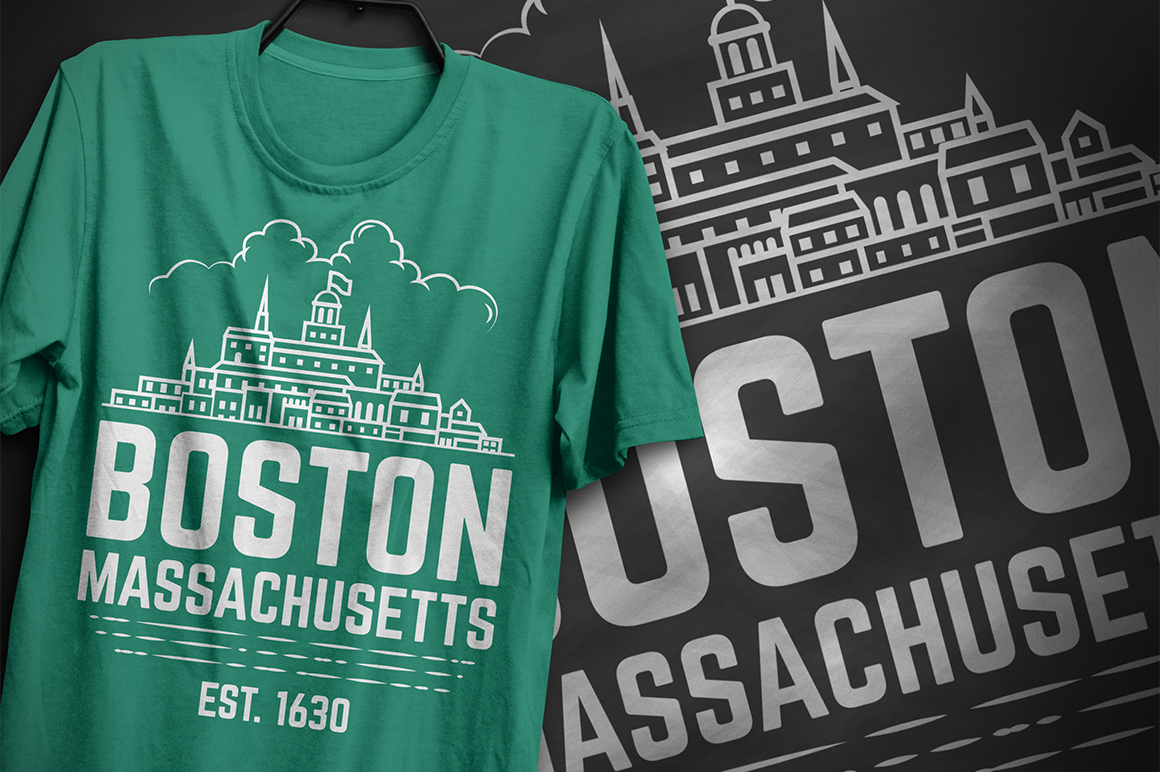 Boston Massachusetts T-Shirt Design | Illustrations ~ Creative Market