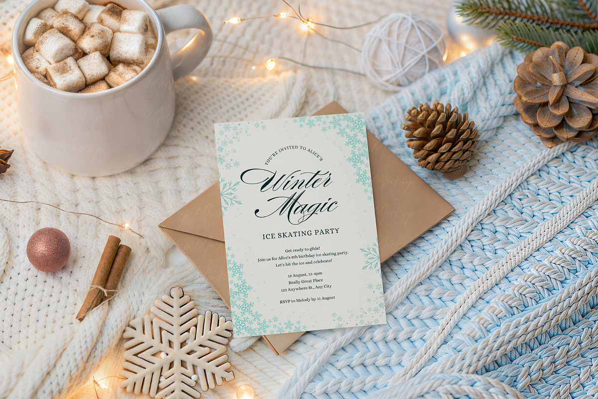 Winter Card Mockup Kraft Envelope, a Product Mockup by TatiMockup