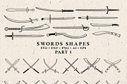Sword Shapes & Crossed Swords Vector | Illustrations ~ Creative Market