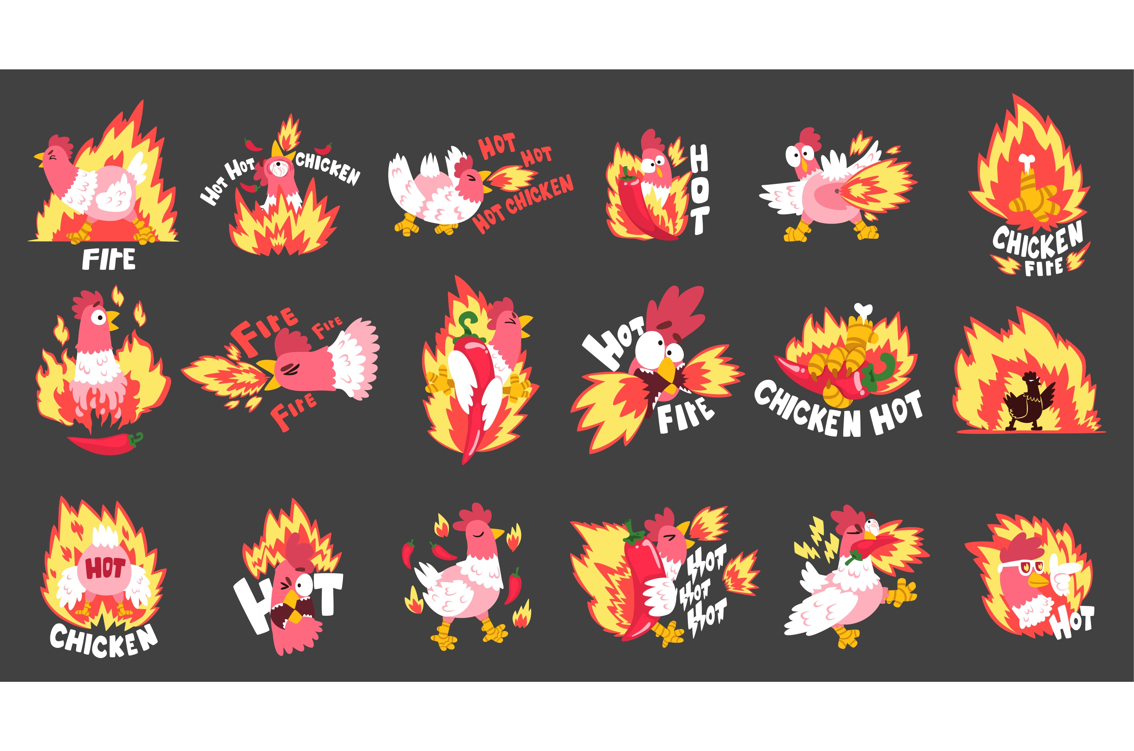 Hot Spicy Chicken with Fire and, an Illustration by TopVectors
