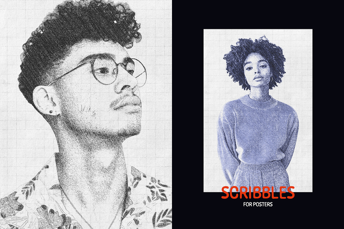 Pencil Scribbles Poster Effect, a Layer Style Add-On by Design Squad