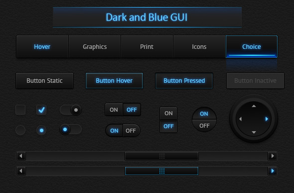 Dark and Blue Music Interface Kit, an UI Kit Template by Marabu ...