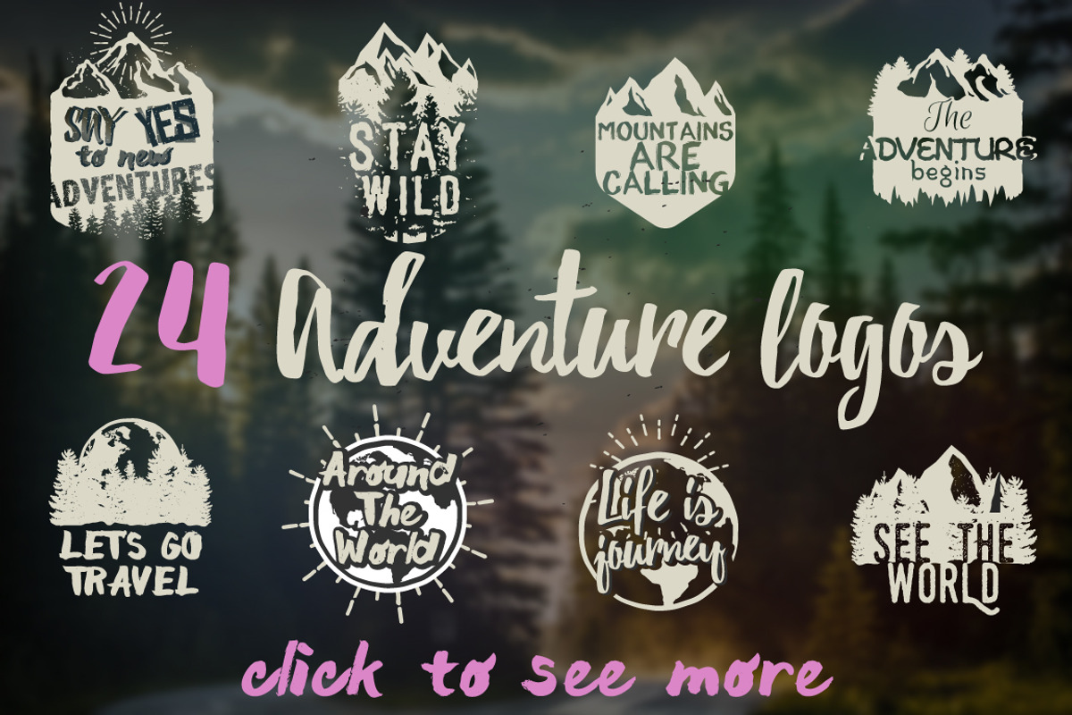 24 ADVENTURE LOGOS PACK, an Outline Icon by Roman Paslavsky