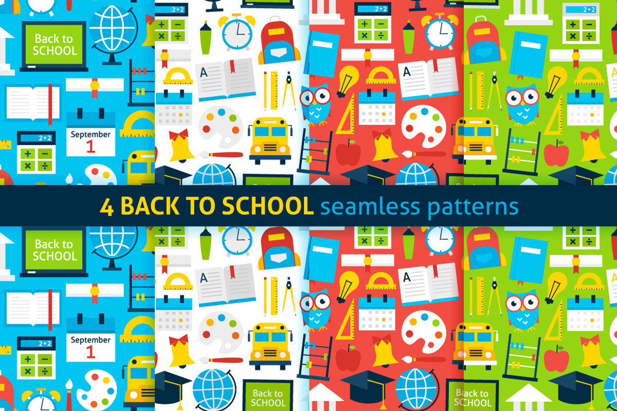 School Flat Seamless Patterns, a Pattern Graphic by Anna_leni