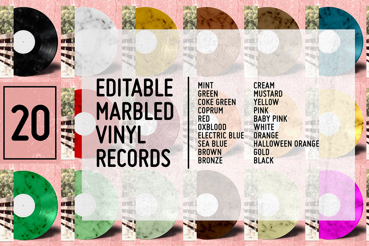 20 Marbled Vinyl Records - Mockup, a Product Mockup by this is awsm