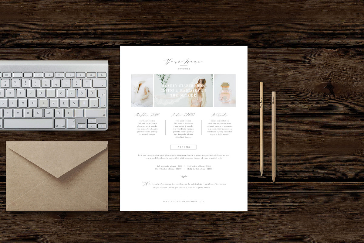 Boudoir Pricing Guide Template, a Flyer Template by roselindoco