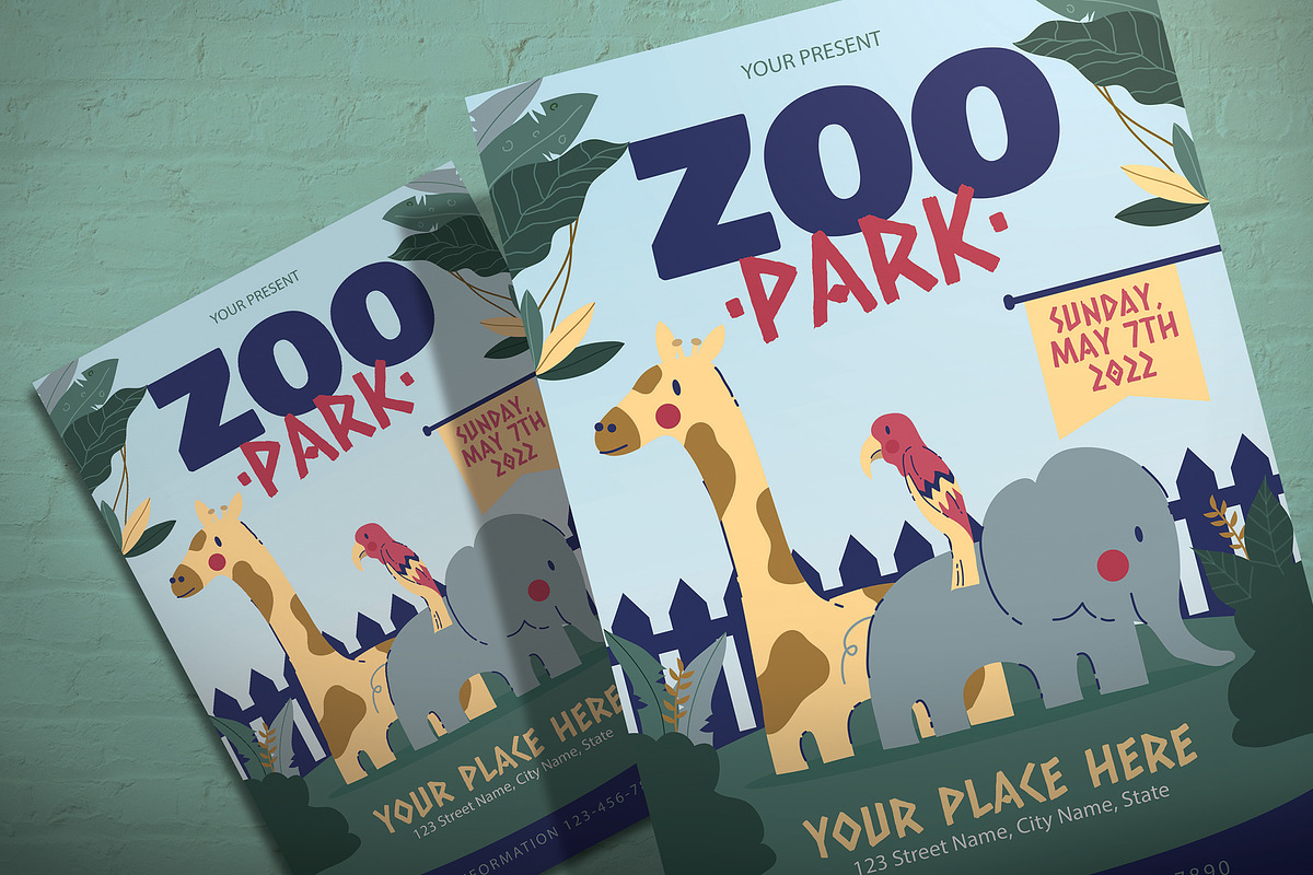 Zoo Park Tour - Illustration Flyer, a Flyer Template by SlideFactory