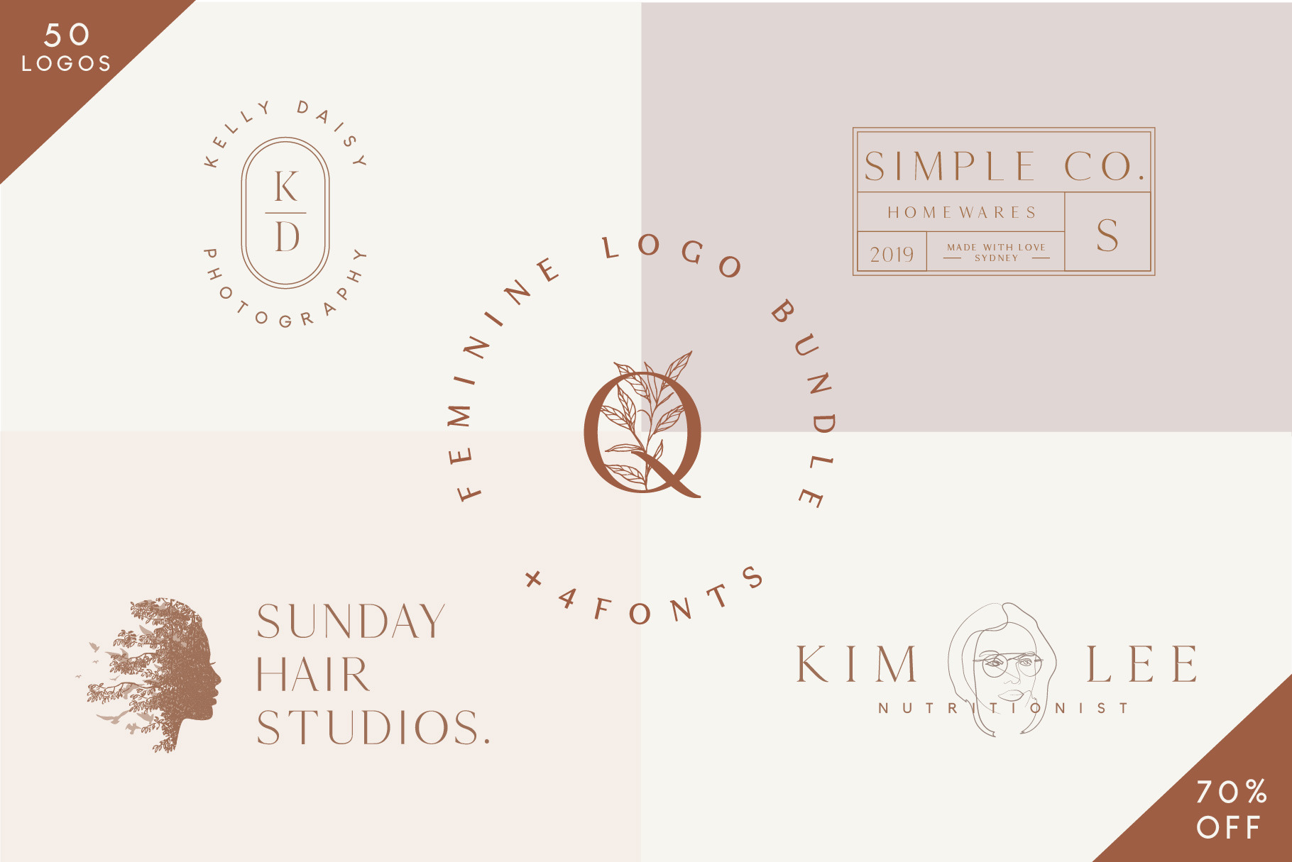 Feminine Logo Bundle, a Branding & Logo Template by Tropical Type