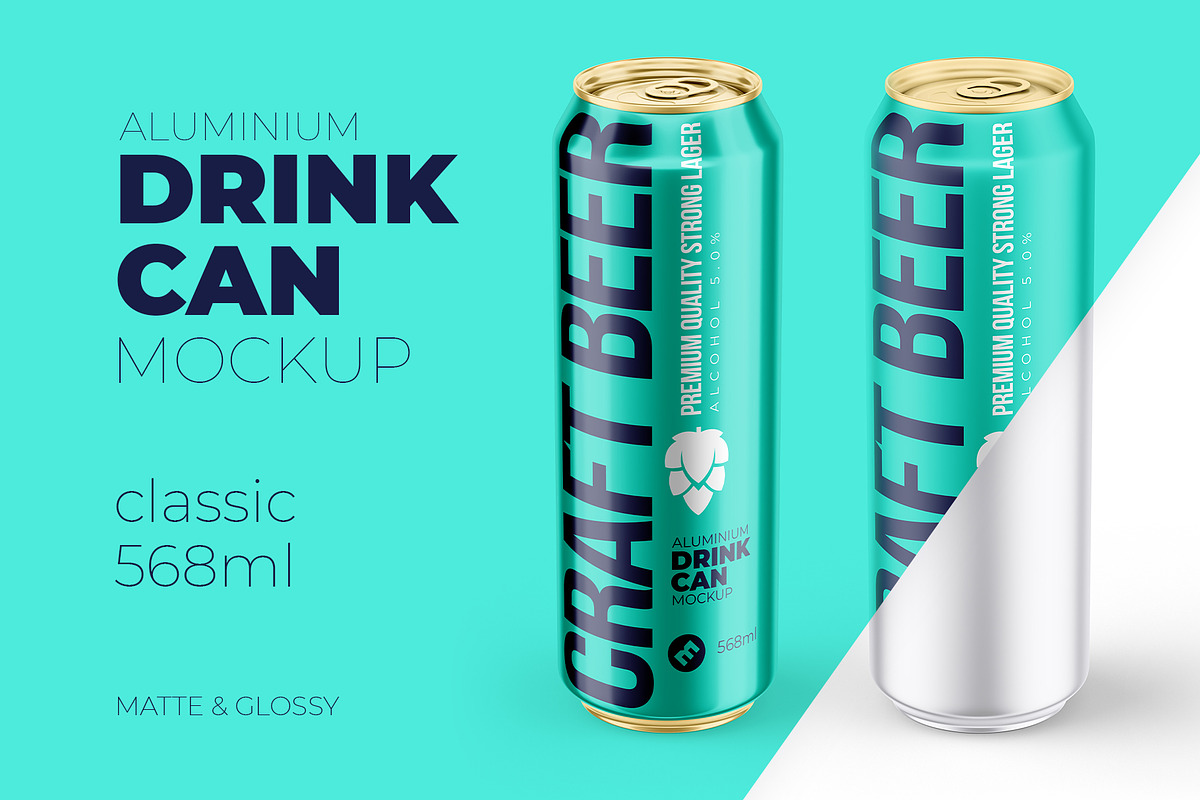 Classic 568ml Aluminium Can Mockup, a Packaging Mockup by easymock
