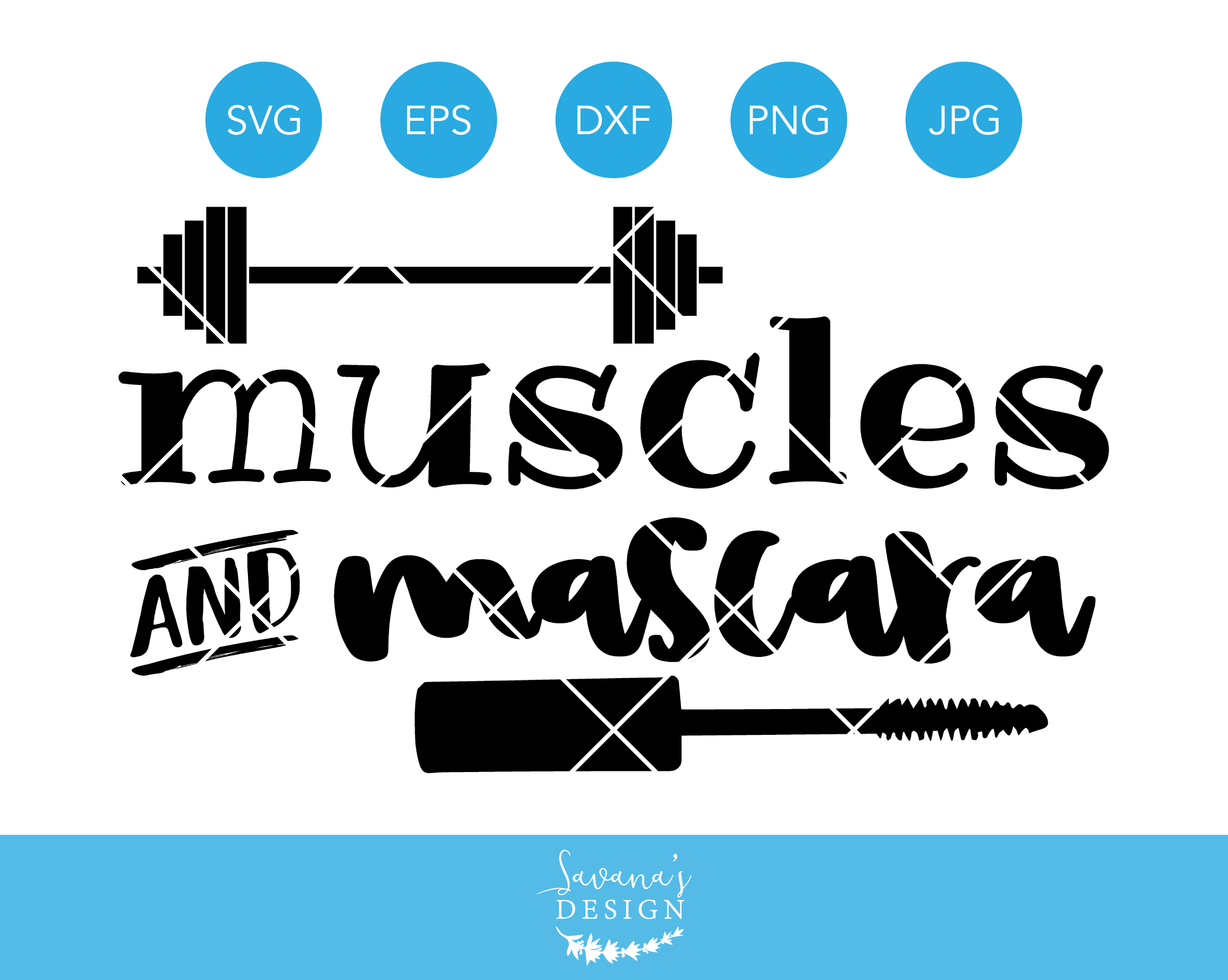 Muscles and Mascara SVG Cut File, an Illustration by SavanasDesign