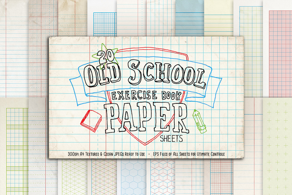 Old School Exercise Book Paper, a Background Graphic by Fendell Projects