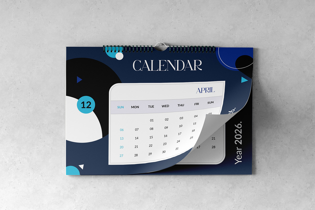 Abstract Blue 2026 Desk Calendar, a Stationery Template by Spark_Creative