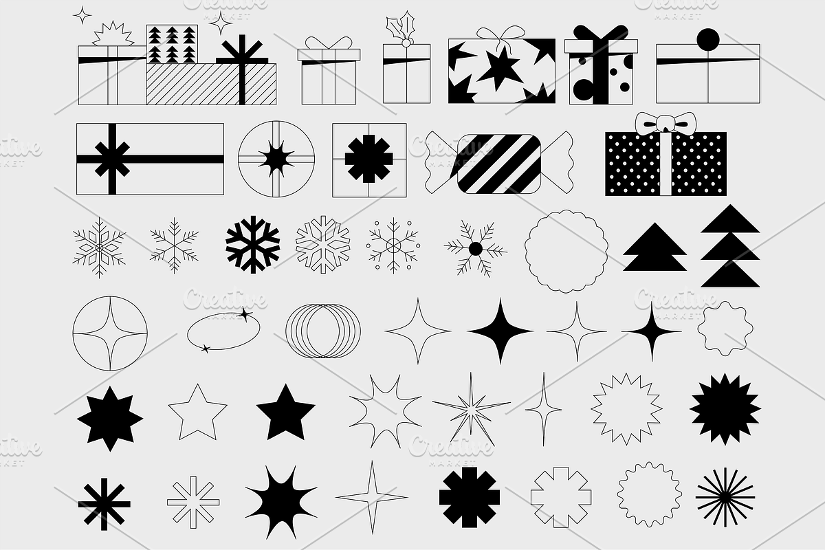 Christmas set of vector illustrations